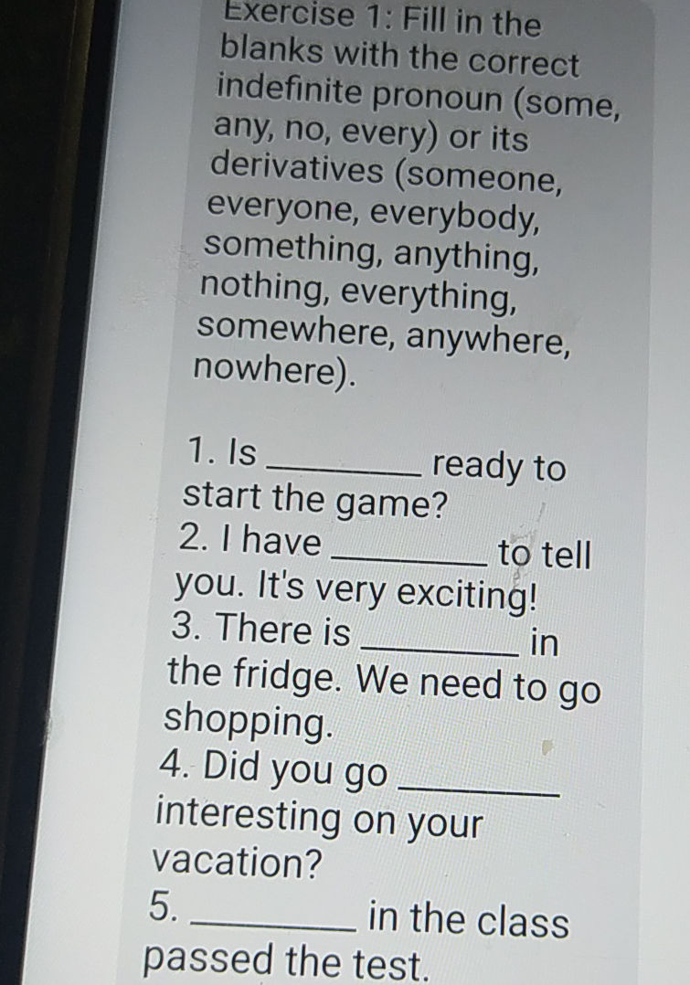 Exercise 1: Fill in the blanks with the | StudyX