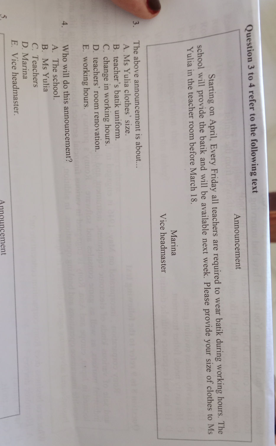 Question 3 to 4 refer to the following text | StudyX