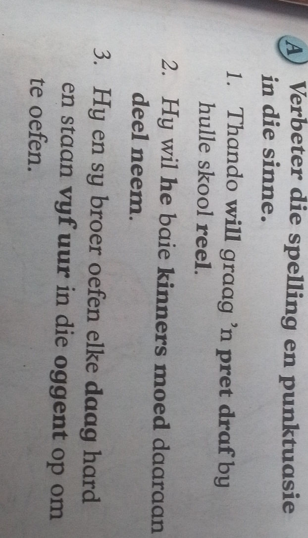 (A) Verbeter die spelling en punktuasie in | StudyX