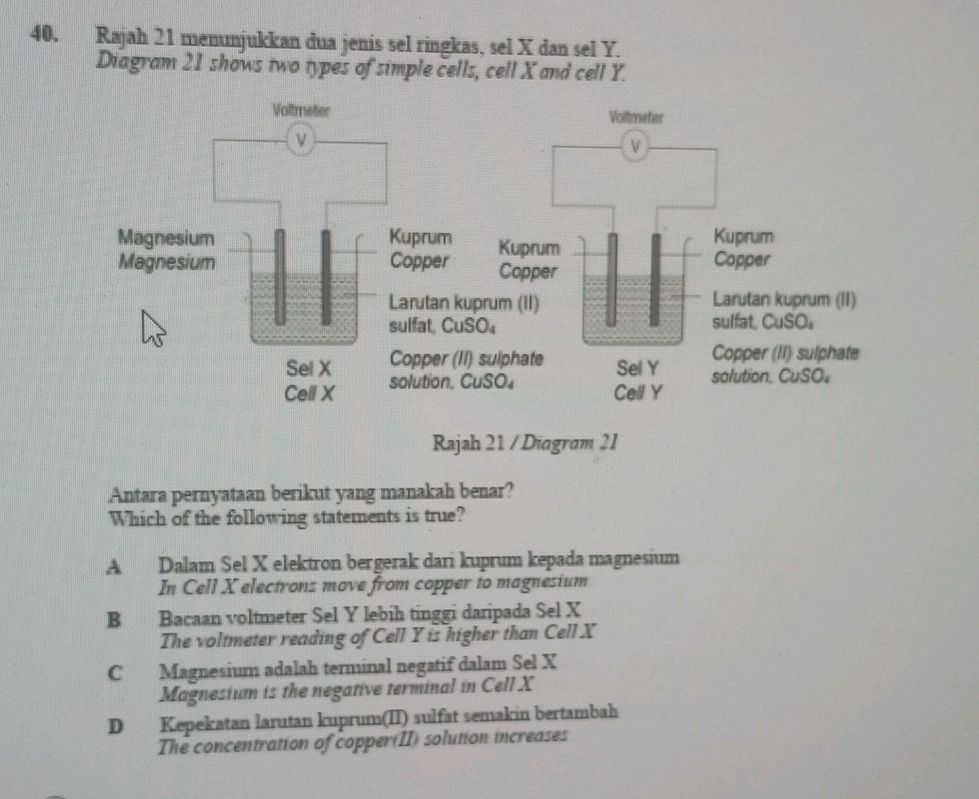 Rajah 21 menunjukkan dua jenis sel ringkas, | StudyX