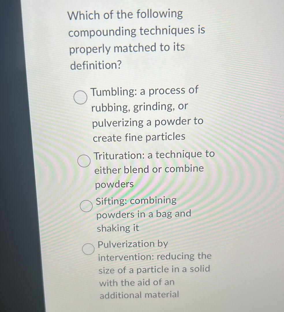 Which of the following compounding | StudyX