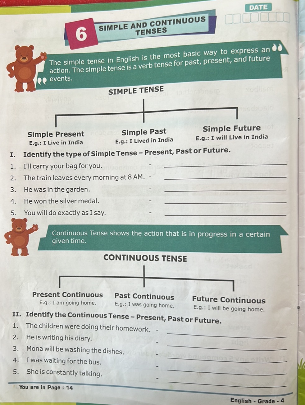 I. Identify the type of Simple Tense - | StudyX