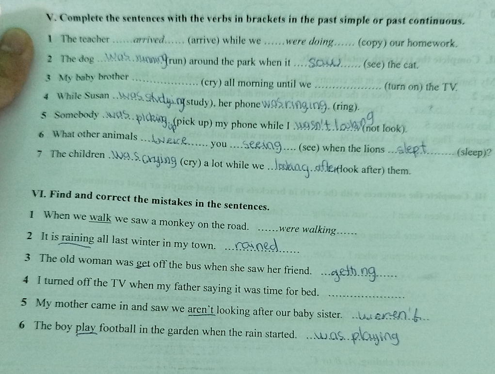 V. Complete the sentences with the verbs in | StudyX