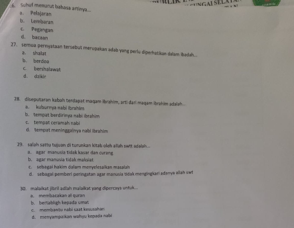 6. Suhuf menurut bahasa artinya... a. | StudyX