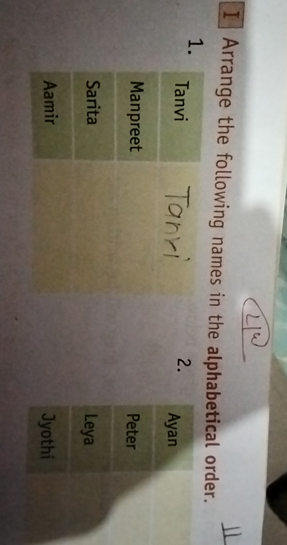 1. Arrange the following names in the | StudyX