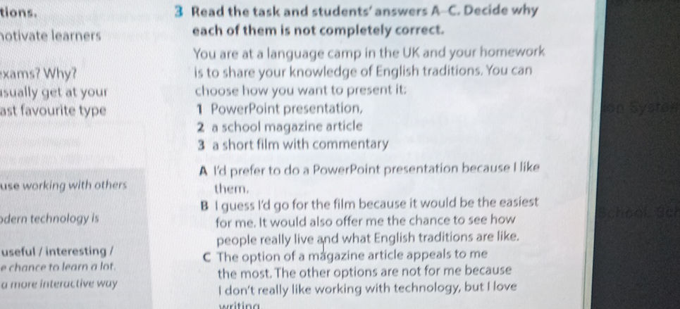 3 Read the task and students' answers A-C. | StudyX