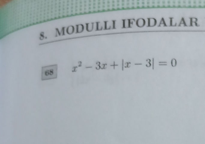 Solving the equation x^2 - 3x + |x - 3| = 0 | StudyX