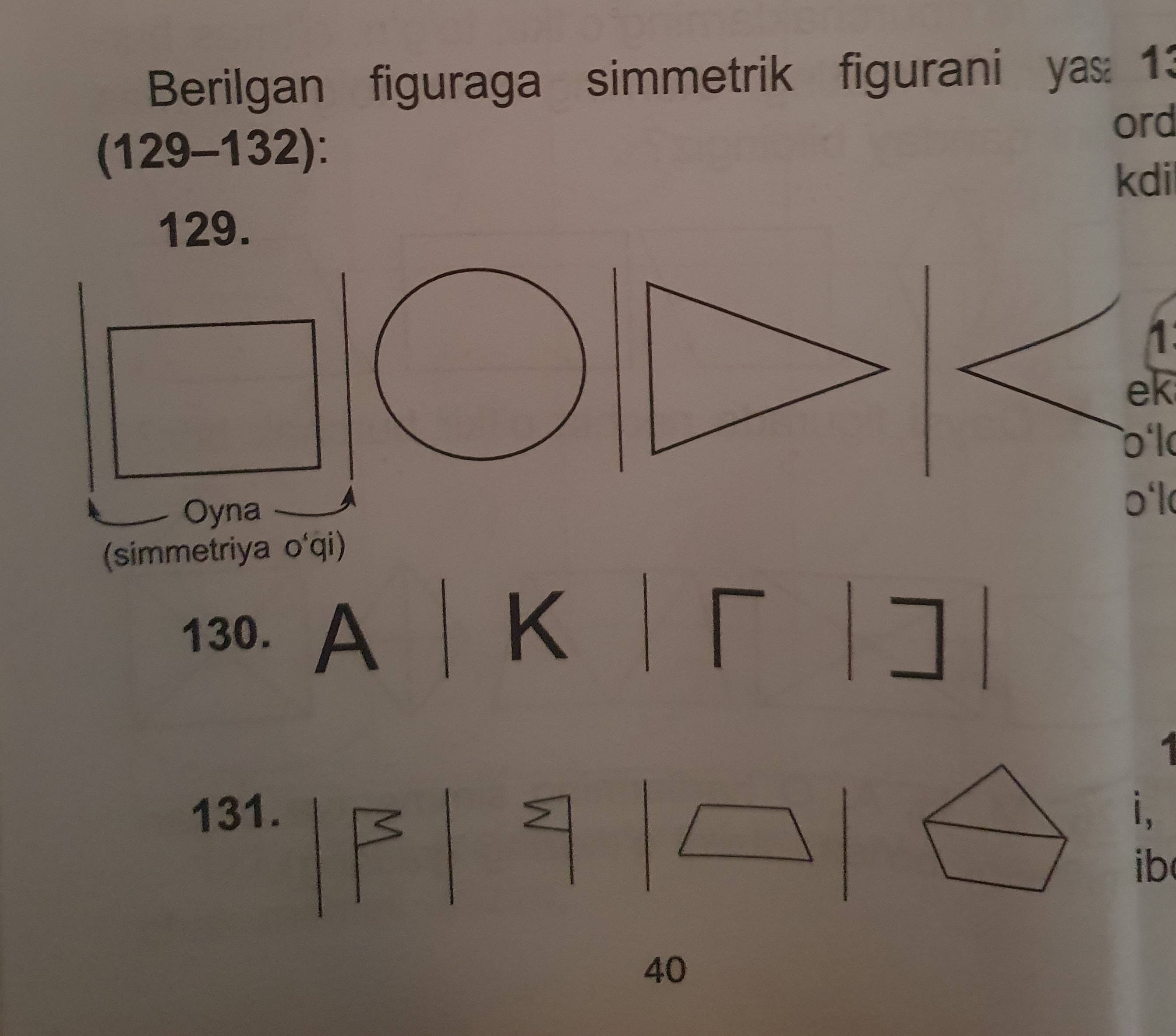 129. Draw the symmetrical figure for the | StudyX