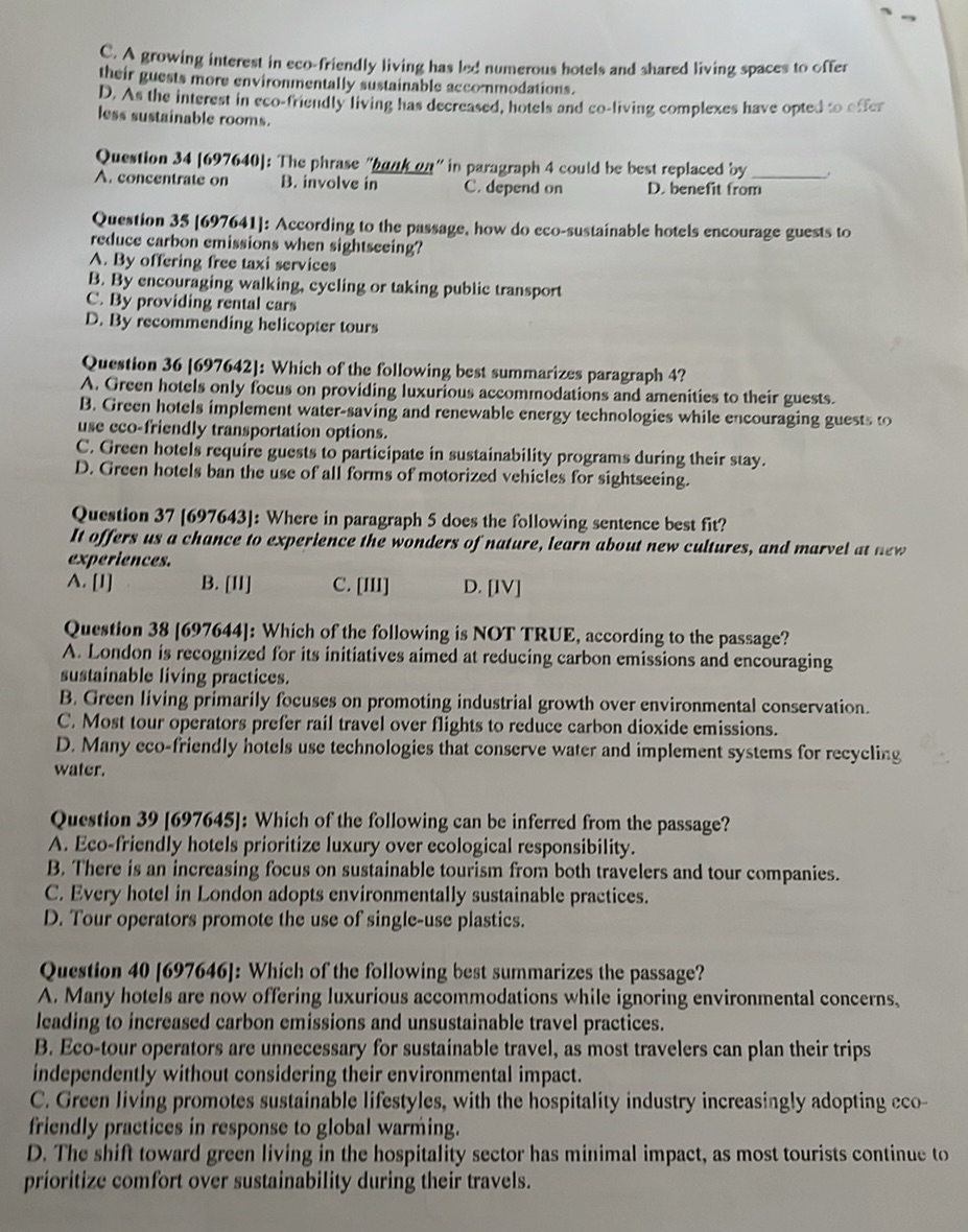Question 34 [697640]: The phrase "bank on" | StudyX