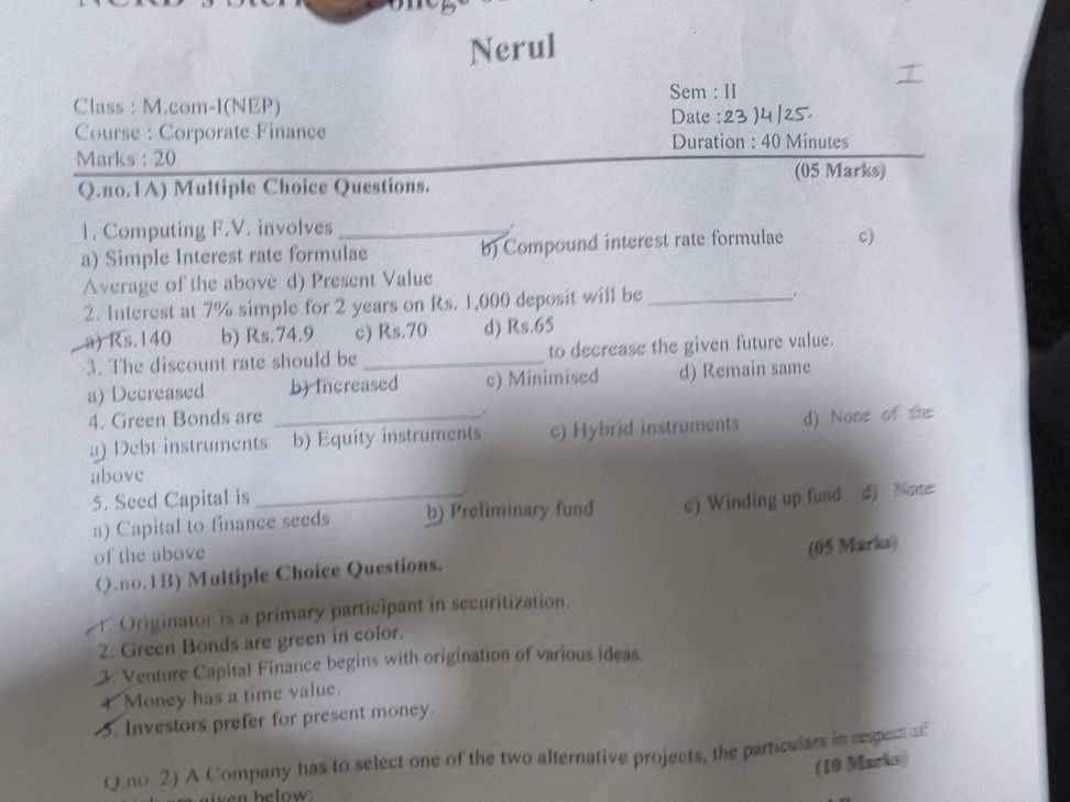 1. Computing F.V. involves a) Simple | StudyX