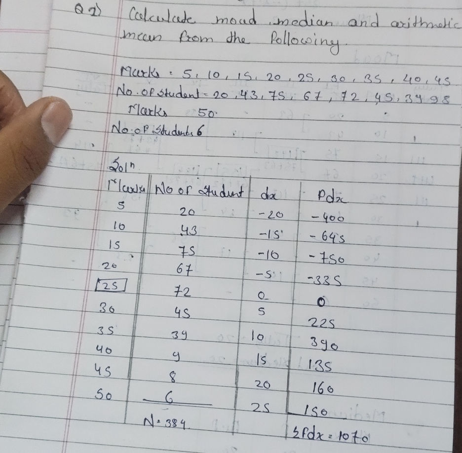 Calculate mode, median and arithmetic mean | StudyX