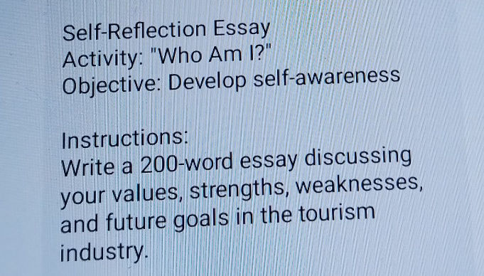 Self-Reflection Essay Activity: "Who Am I?" | StudyX