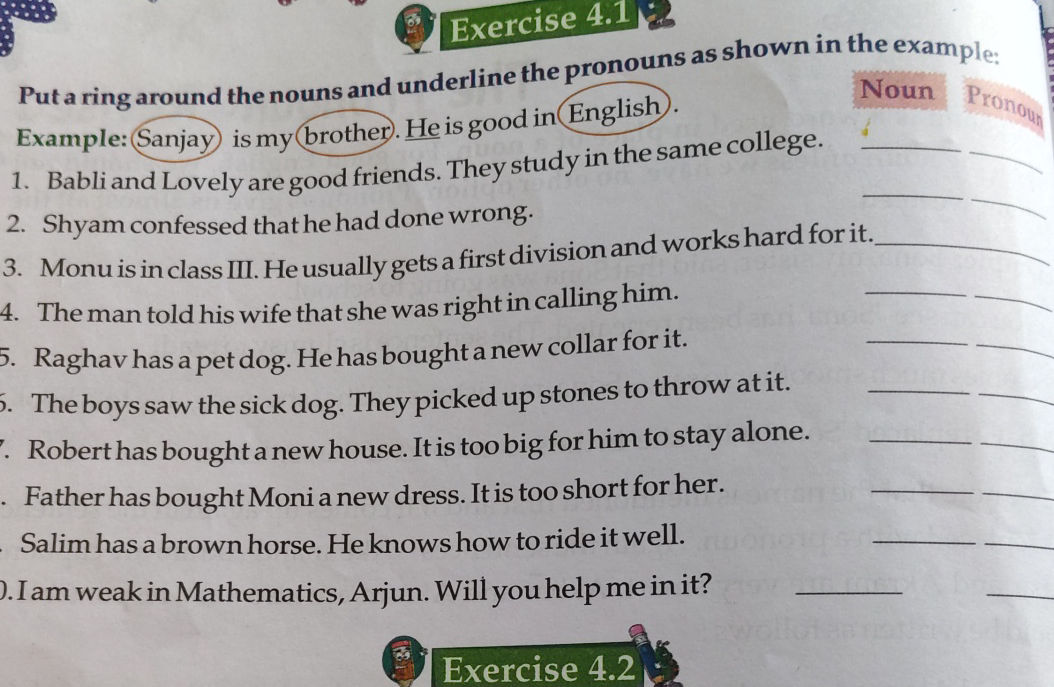 Put a ring around the nouns and underline | StudyX