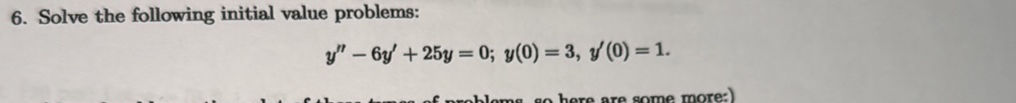 6. Solve the following initial value | StudyX