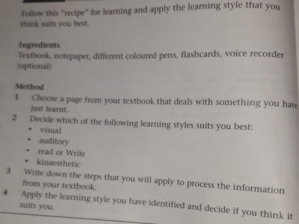 Follow this "recipe" for learning and apply | StudyX