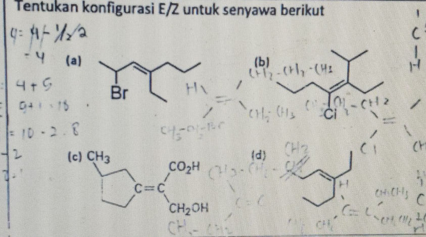 Tentukan konfigurasi E/Z untuk senyawa | StudyX