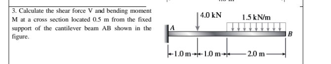 3. Calculate the shear force V and bending | StudyX