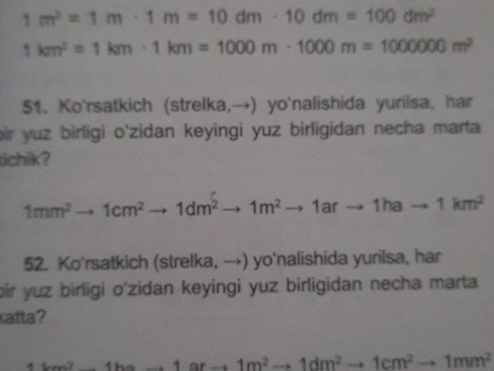 1 m² = 1 m * 1 m = 10 dm * 10 dm = 100 dm² 1 | StudyX
