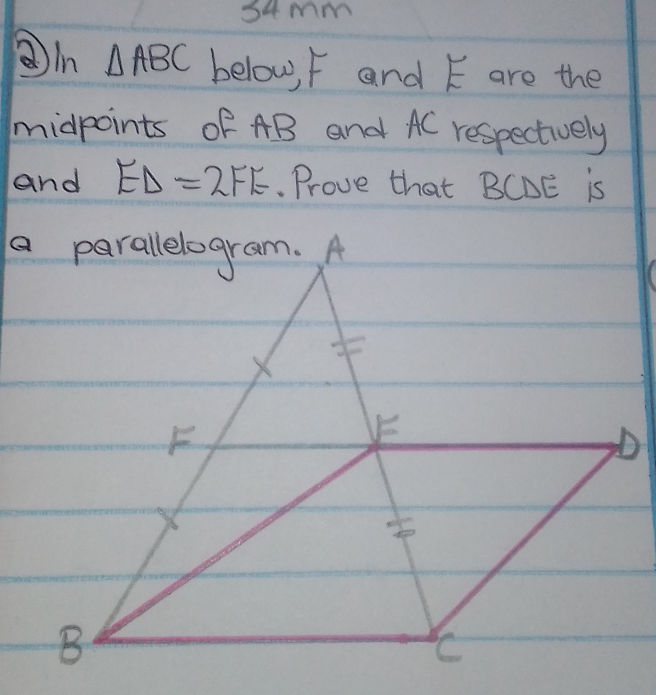 In $ ABC$ below, F and E are the midpoints | StudyX