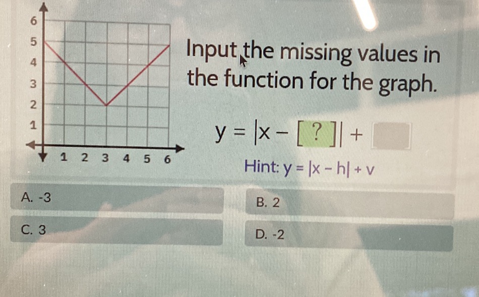Input the missing values in the function for | StudyX
