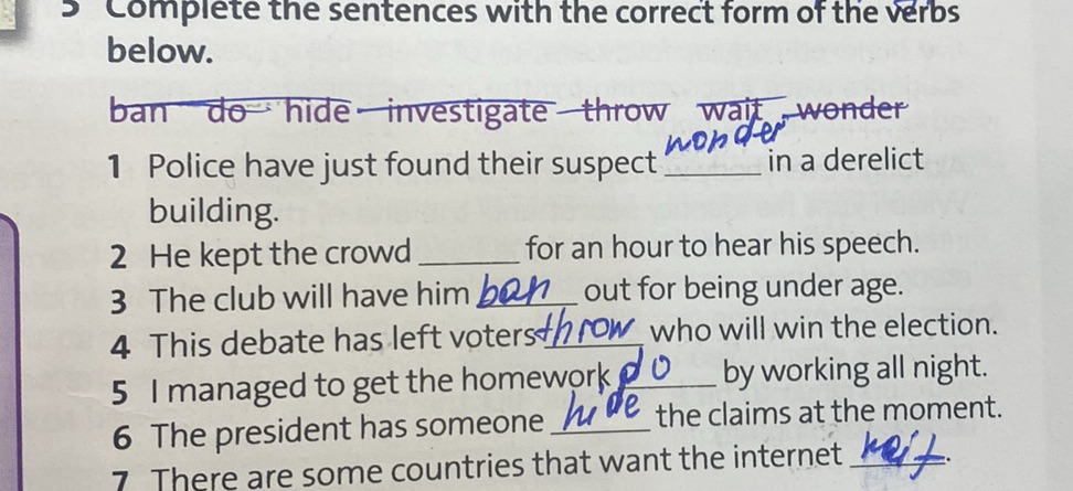 5 Complete the sentences with the correct | StudyX