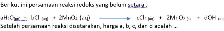 Berikut ini persamaan reaksi redoks yang | StudyX