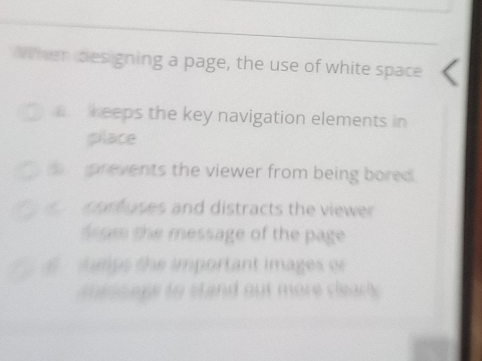 When Designing a page, the use of white | StudyX