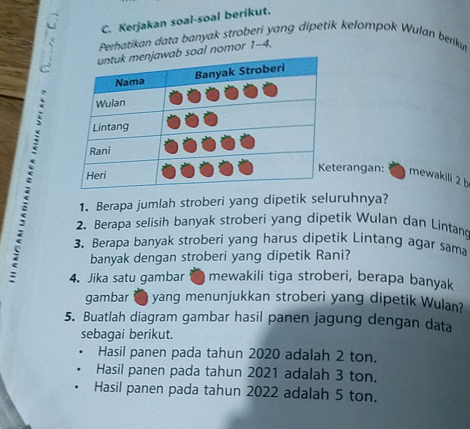 Perhatikan data banyak stroberi yang dipetik | StudyX