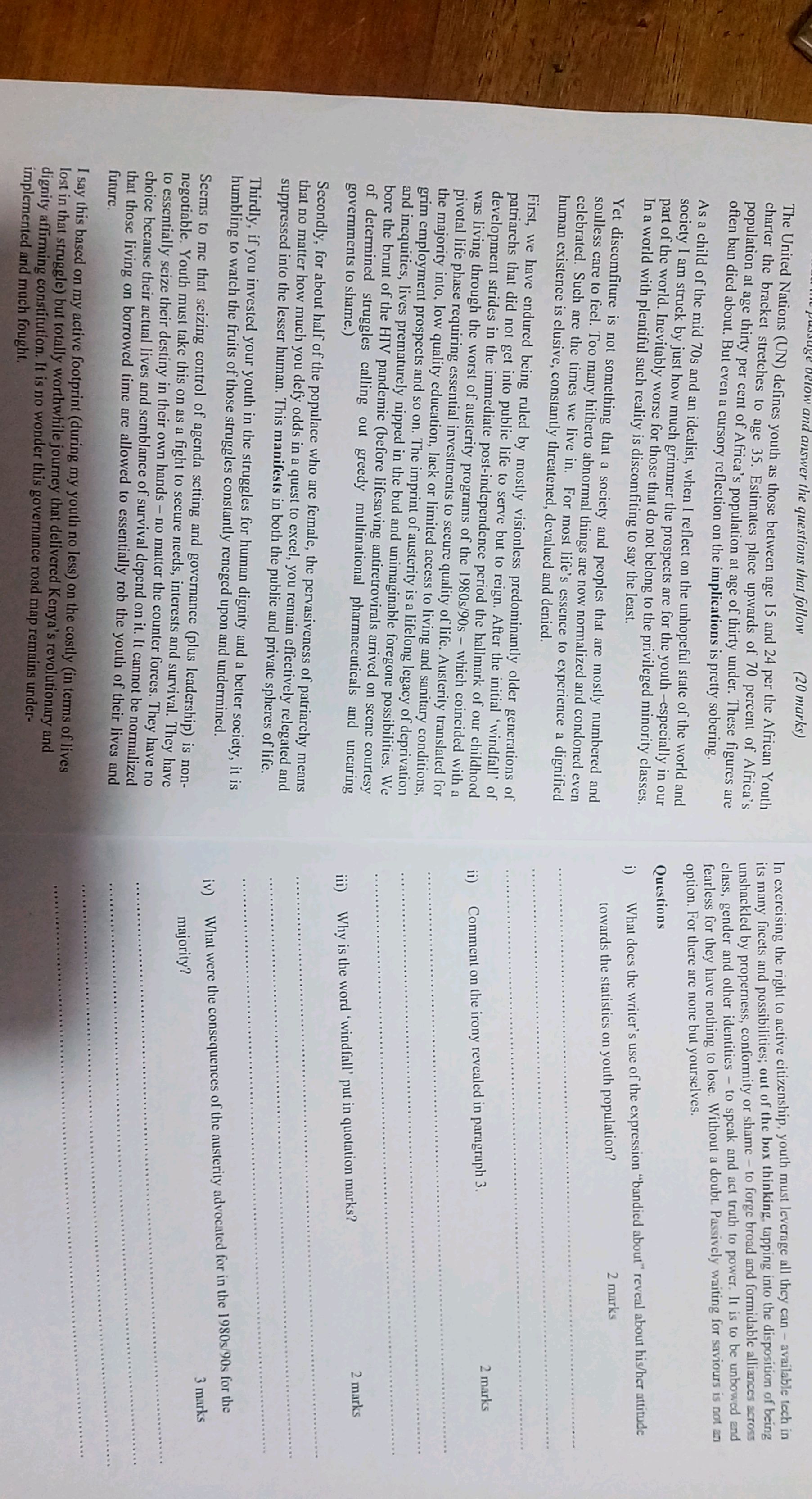 i) What does the writer's use of the | StudyX