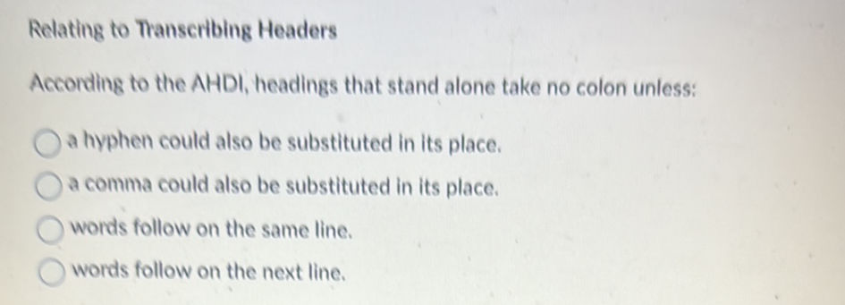 According to the AHDI, headings that stand