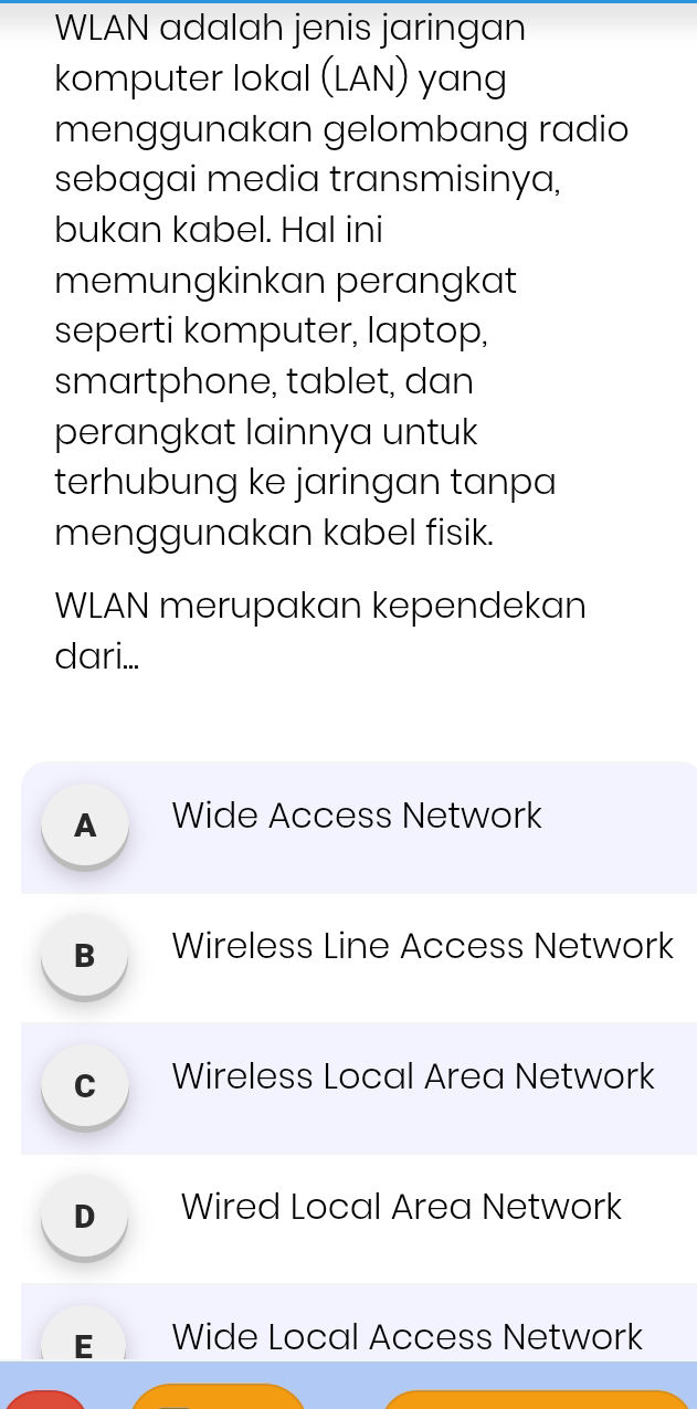 WLAN adalah jenis jaringan komputer lokal | StudyX