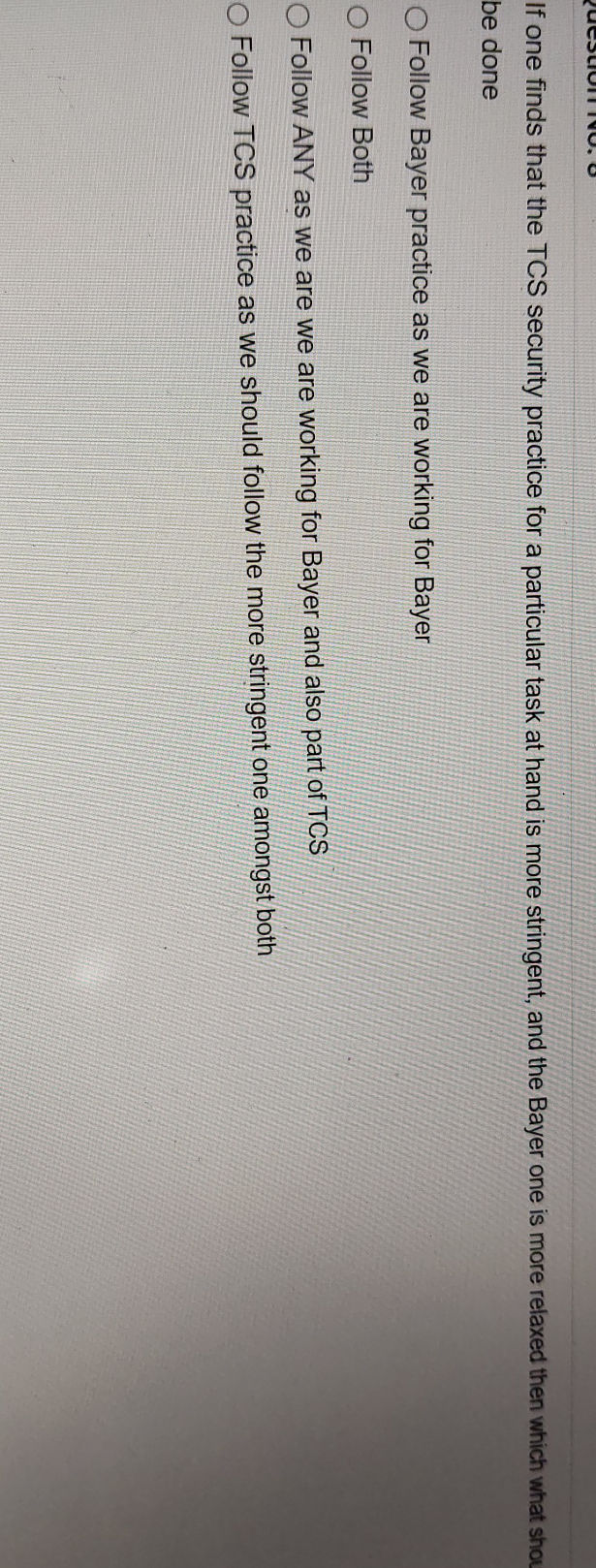 If one finds that the TCS security practice | StudyX