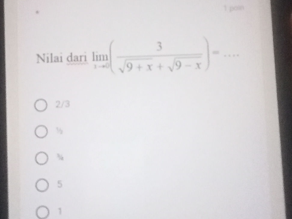 Nilai dari $_{x 0} ( {3}{ {9+x} + | StudyX