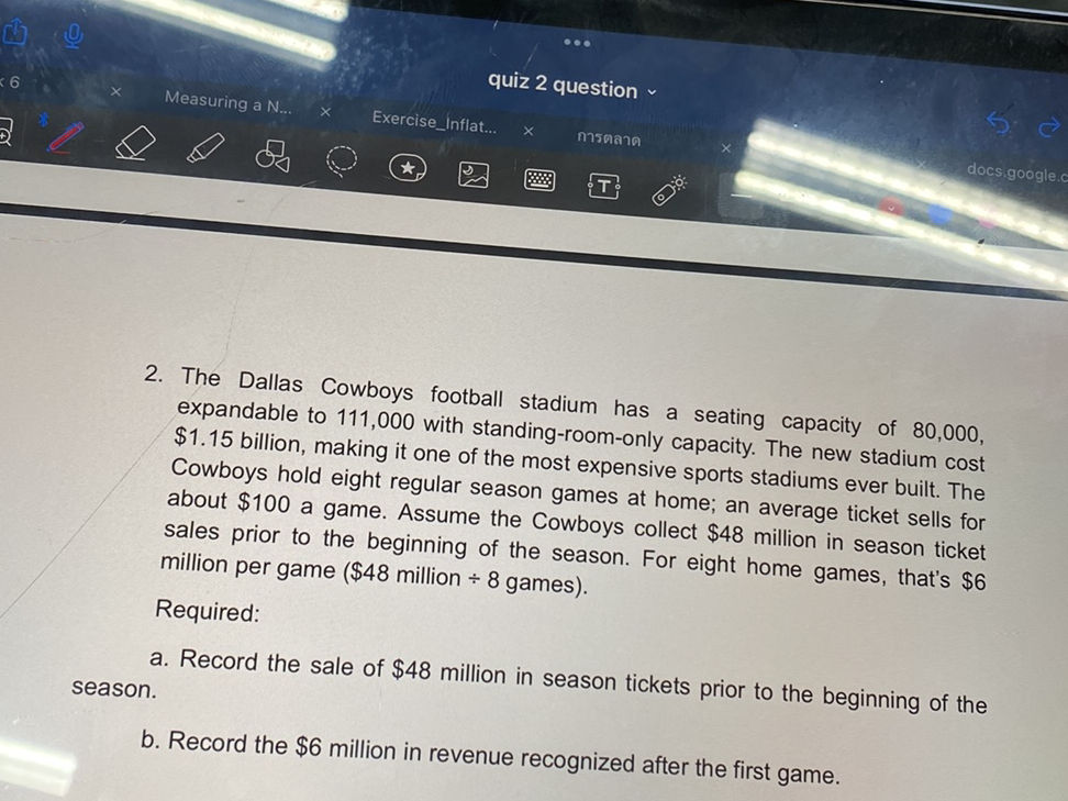 2. The Dallas Cowboys football stadium has a | StudyX