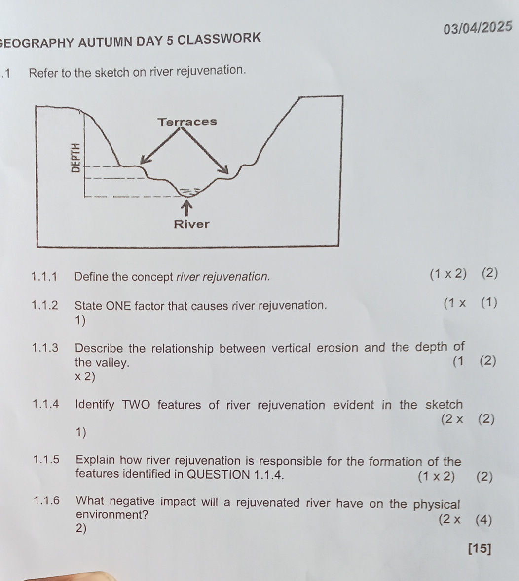 1. 1 Refer to the sketch on river | StudyX