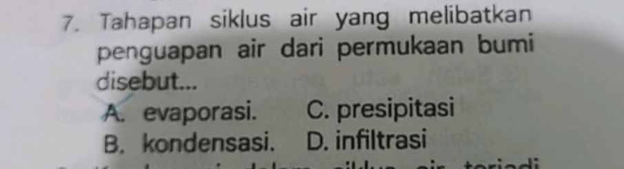 7. Tahapan siklus air yang melibatkan | StudyX
