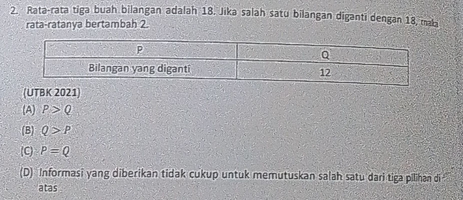 2. Rata-rata tiga buah bilangan adalah 18. | StudyX