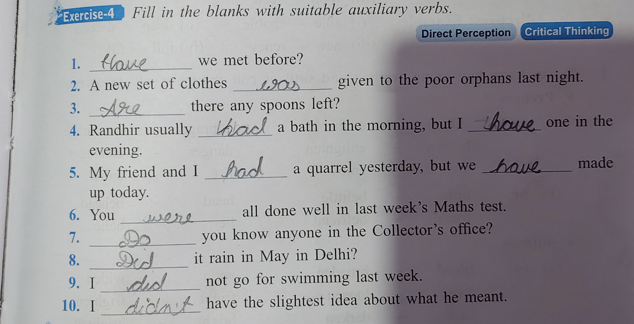 Fill in the blanks with suitable auxiliary | StudyX