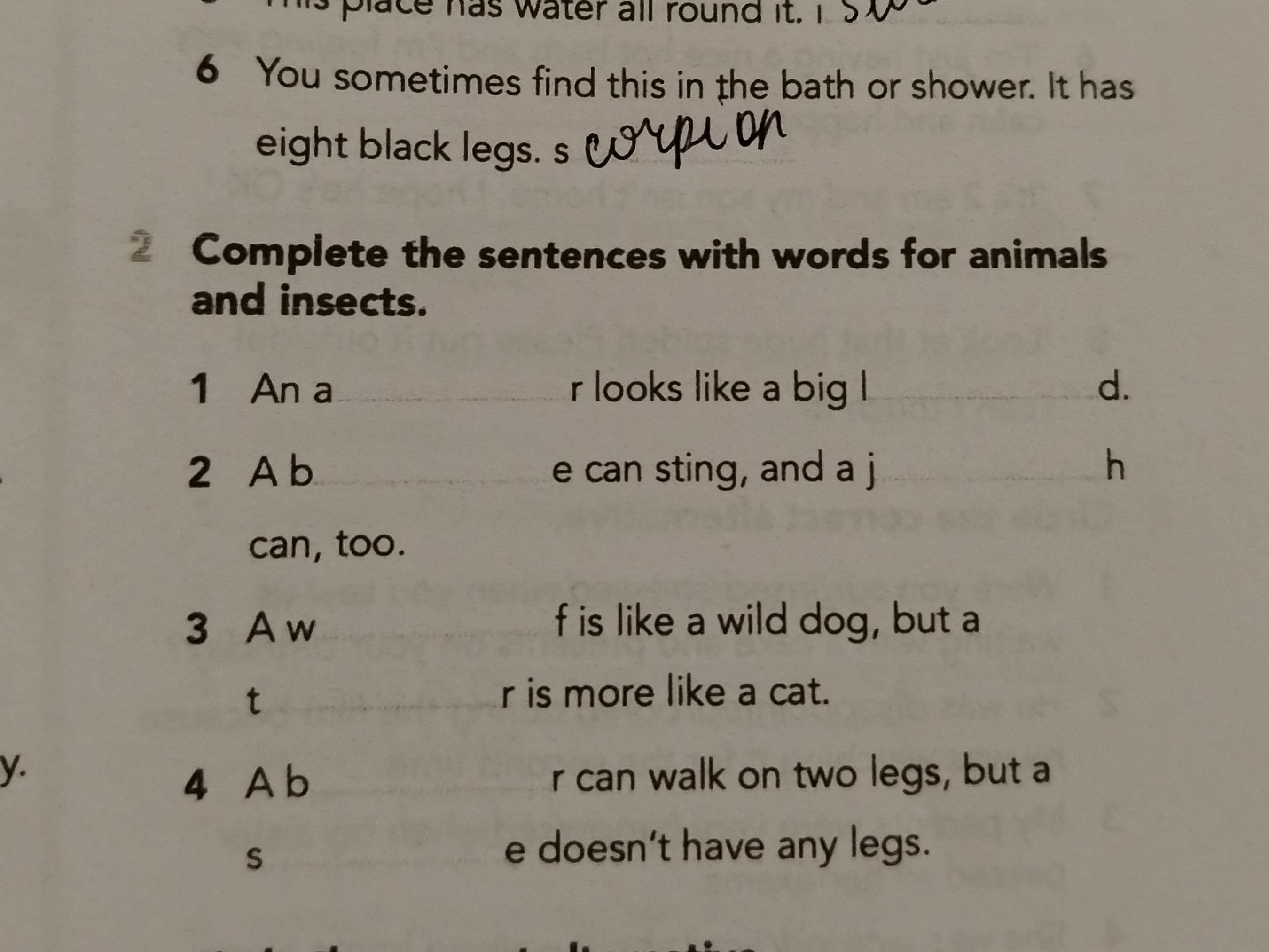 2 Complete the sentences with words for | StudyX