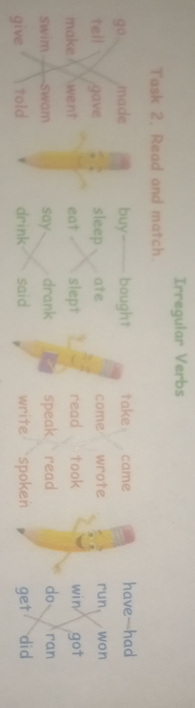 Task 2. Read and match. Irregular Verbs go | StudyX