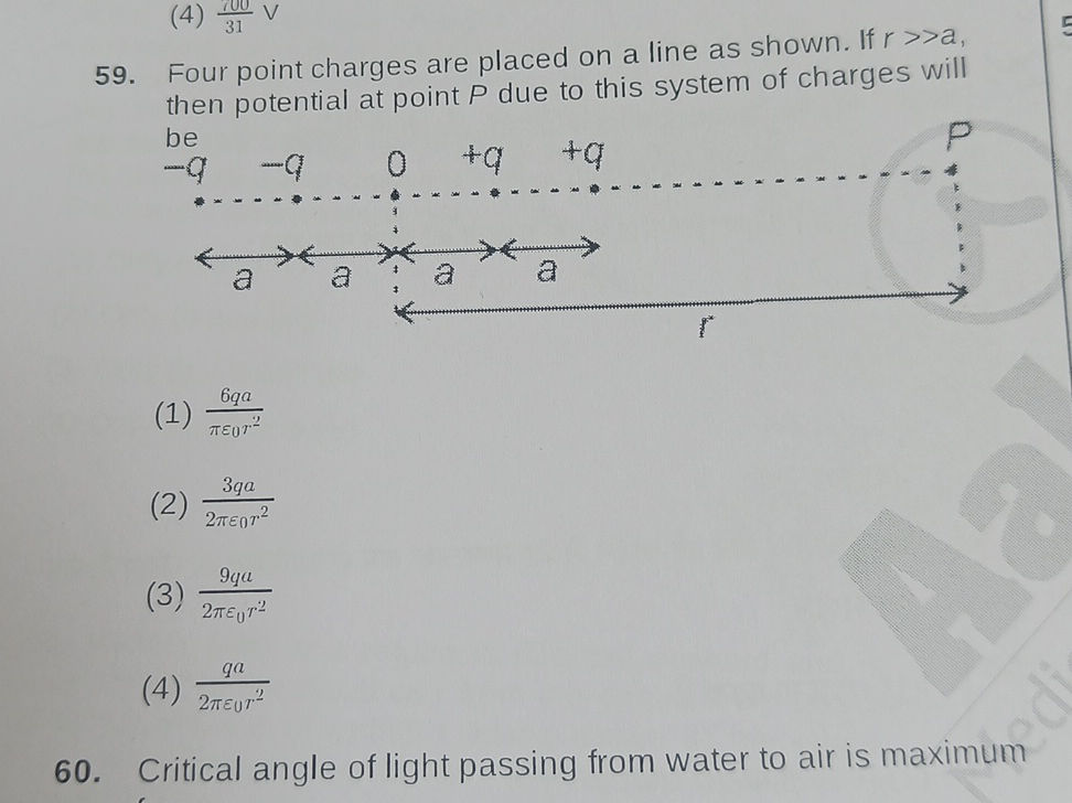 Four point charges are placed on a line as | StudyX