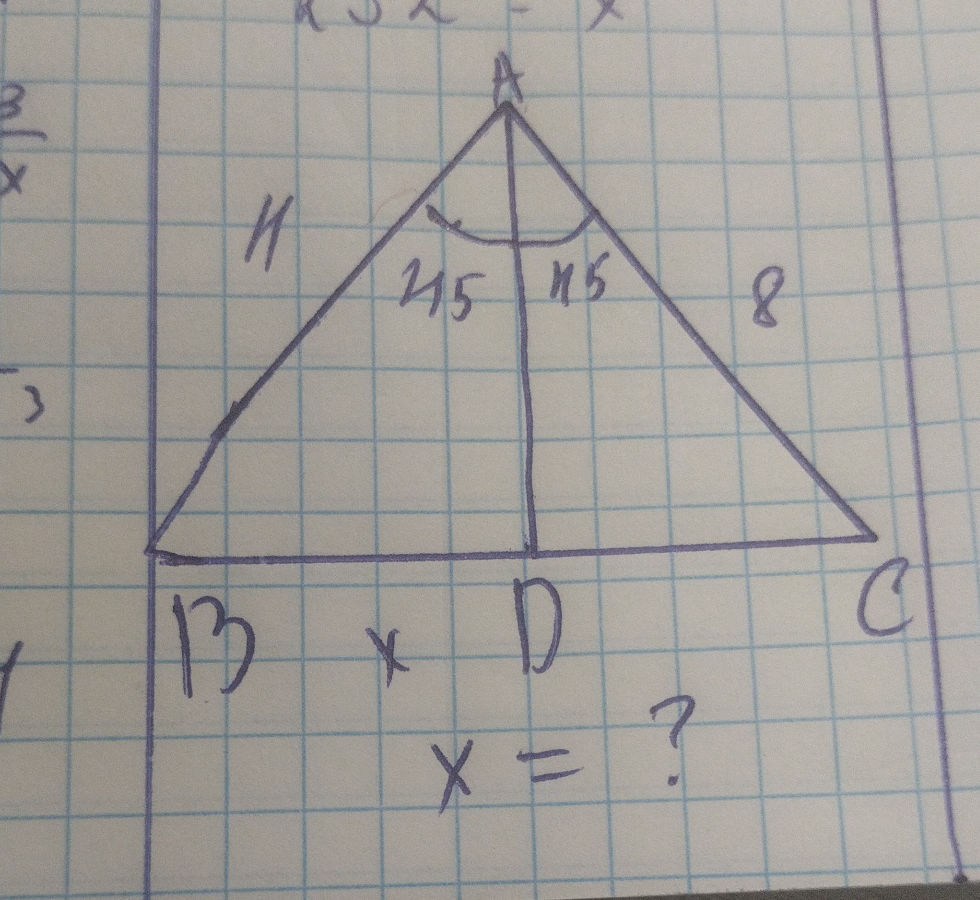 The image shows a triangle ABC with a line | StudyX