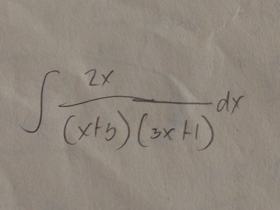 Integral of 2x/((x+5)(3x+1)) | StudyX