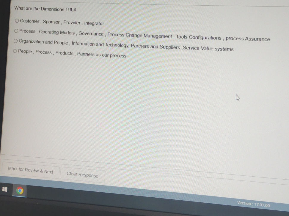 What are the Dimensions ITIL4 Customer, | StudyX