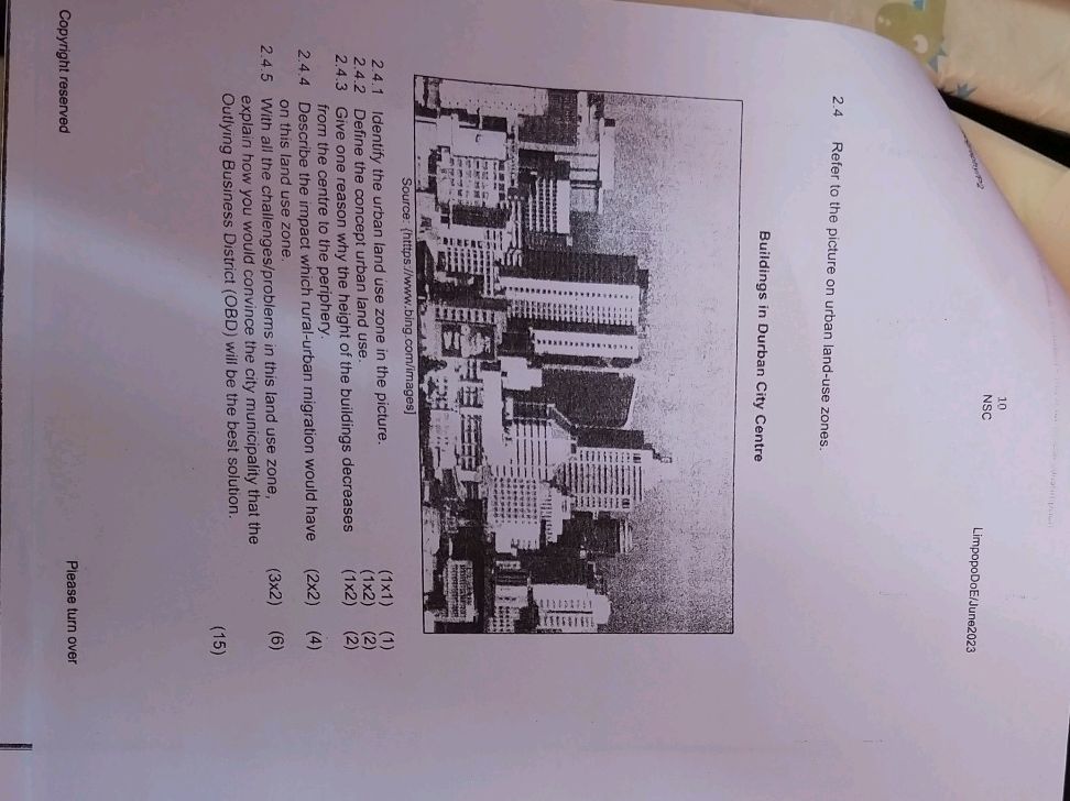 2.4 Refer to the picture on urban land-use | StudyX