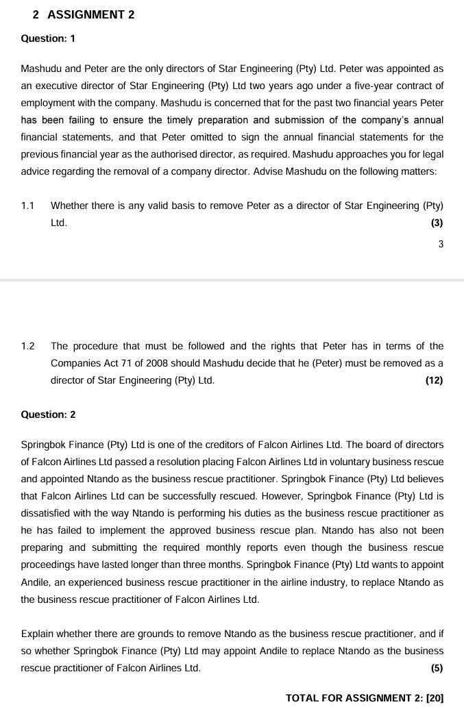 2 ASSIGNMENT 2 Question: 1 Mashudu and | StudyX