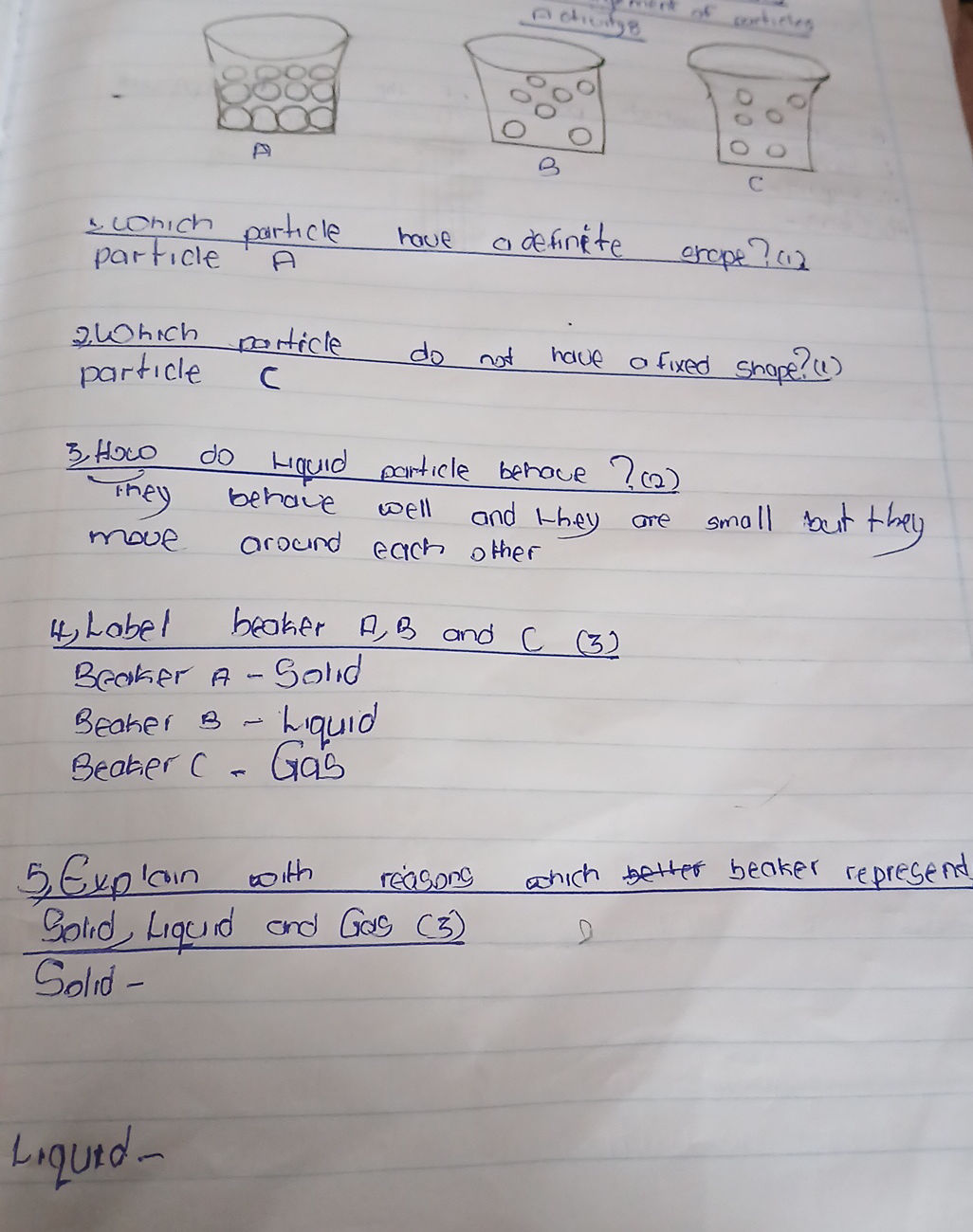 1. Which particle A have a definite shape? | StudyX