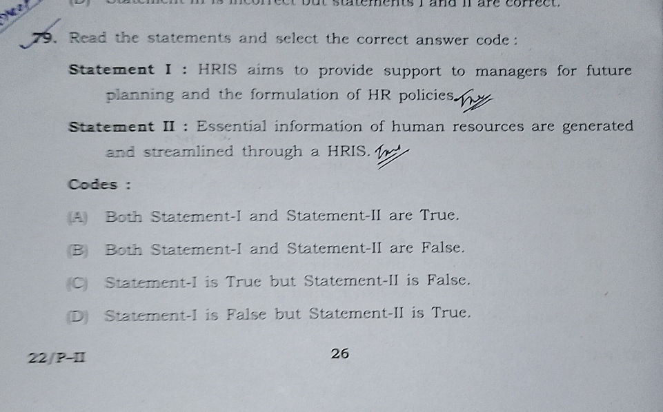 79. Read the statements and select the | StudyX