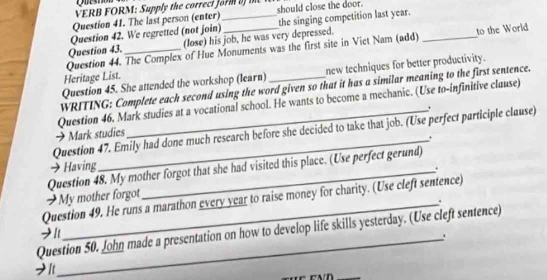 Question 41. The last person (enter) should | StudyX