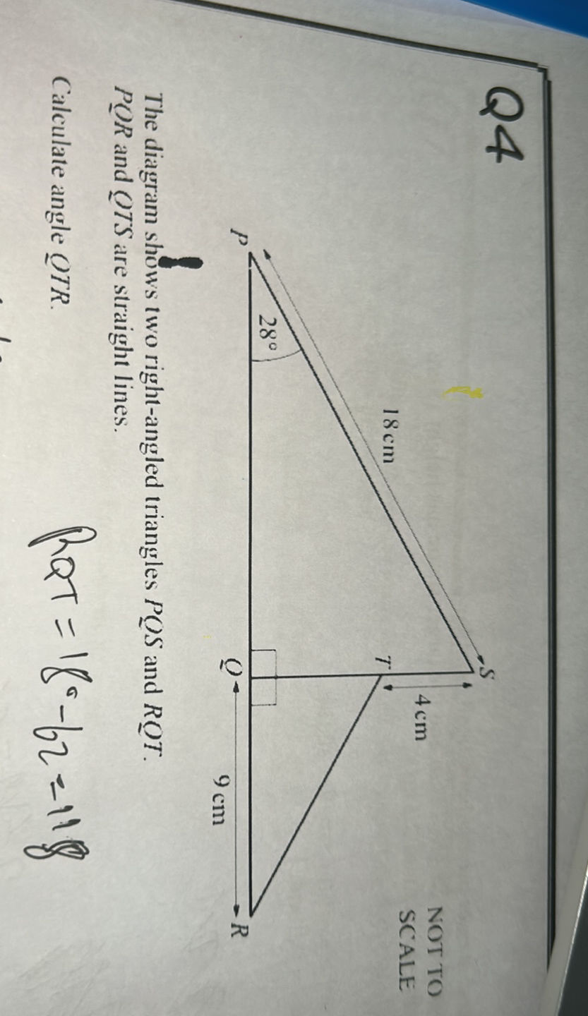 The diagram shows two right-angled triangles | StudyX